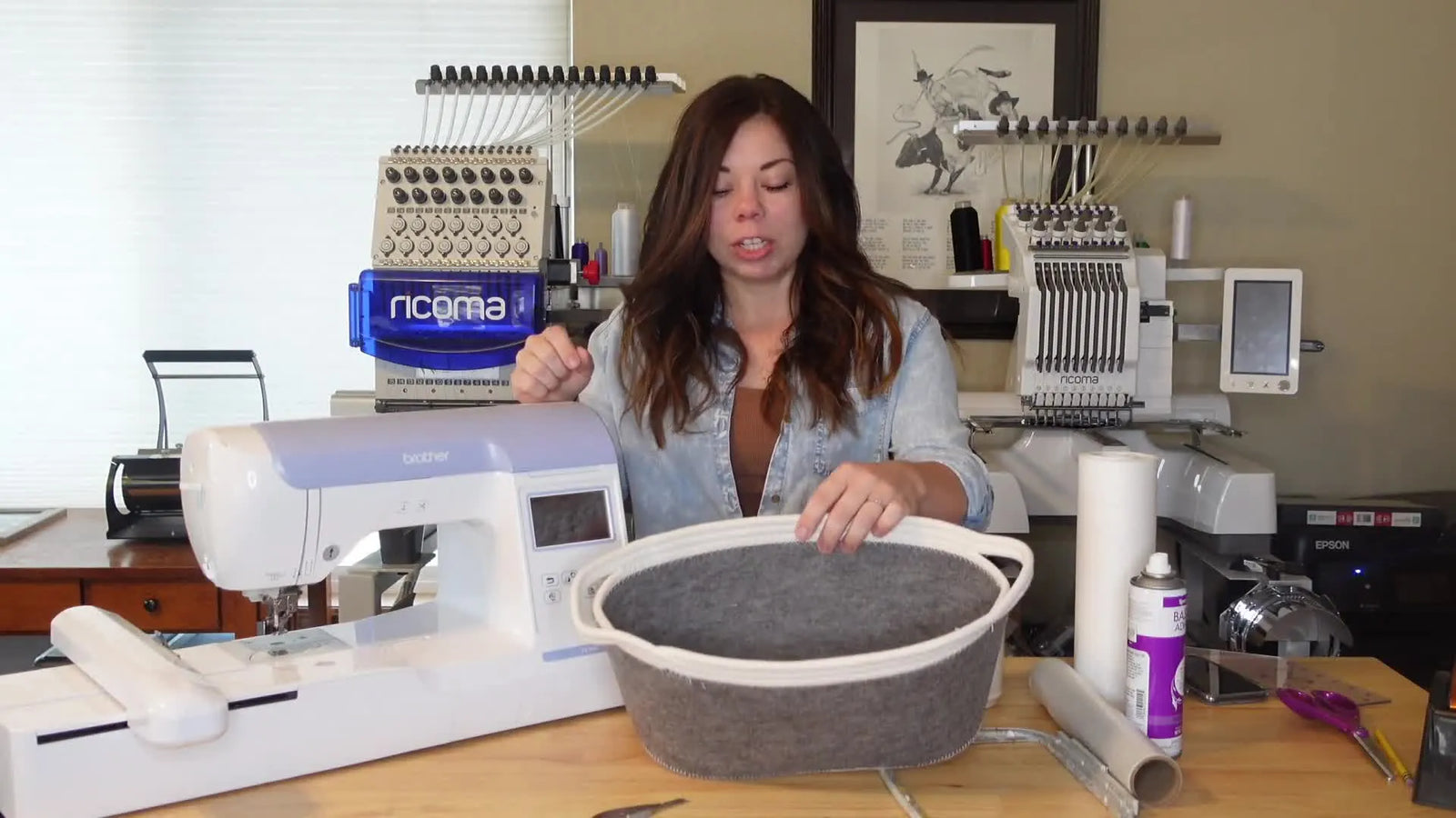 Custom Embroidery on Fabric Baskets with the Brother PE800